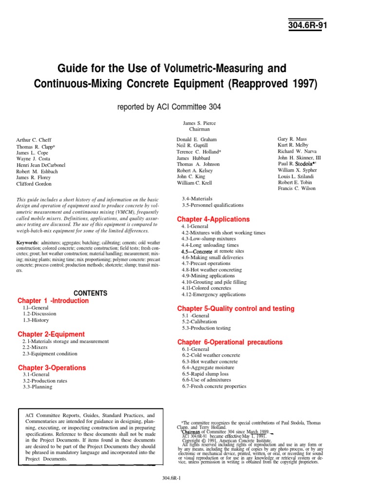 Aci 304.6R-91 | PDF | Calibration | Concrete