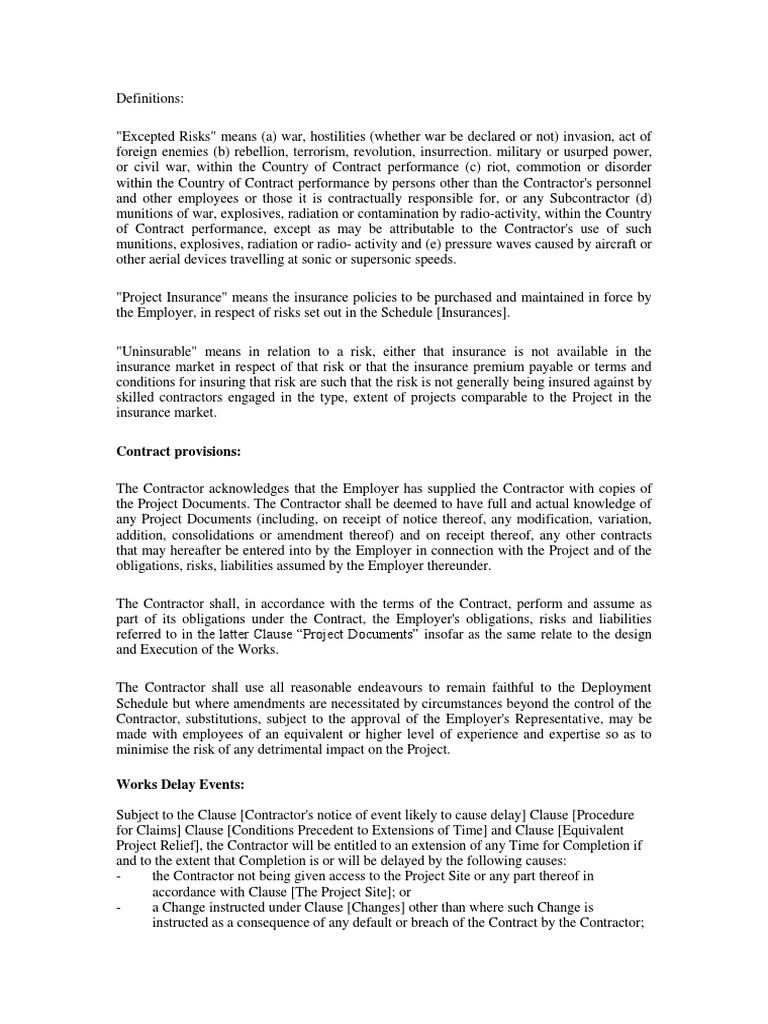 Contract Provisions | PDF | General Contractor | Employment