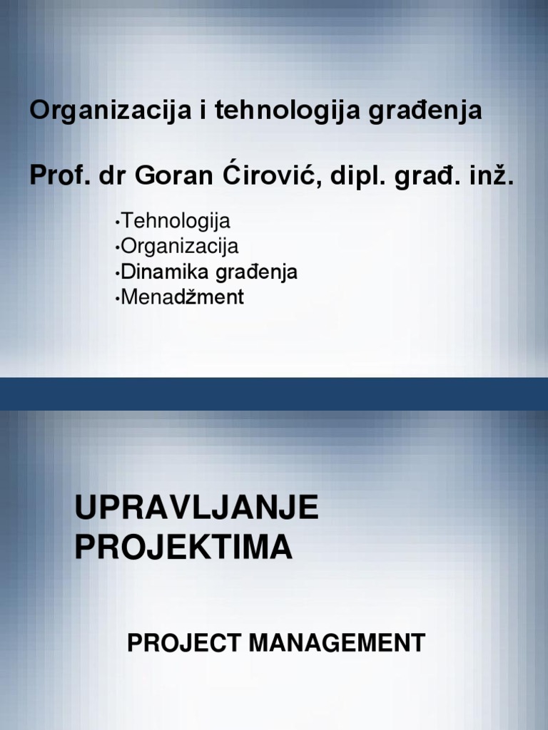 Organizacija I Tehnologija Gradjenja | PDF