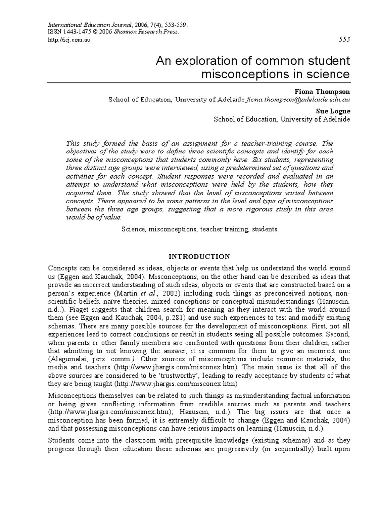 An Exploration of Common Student Misconceptions in Science: Fiona ...