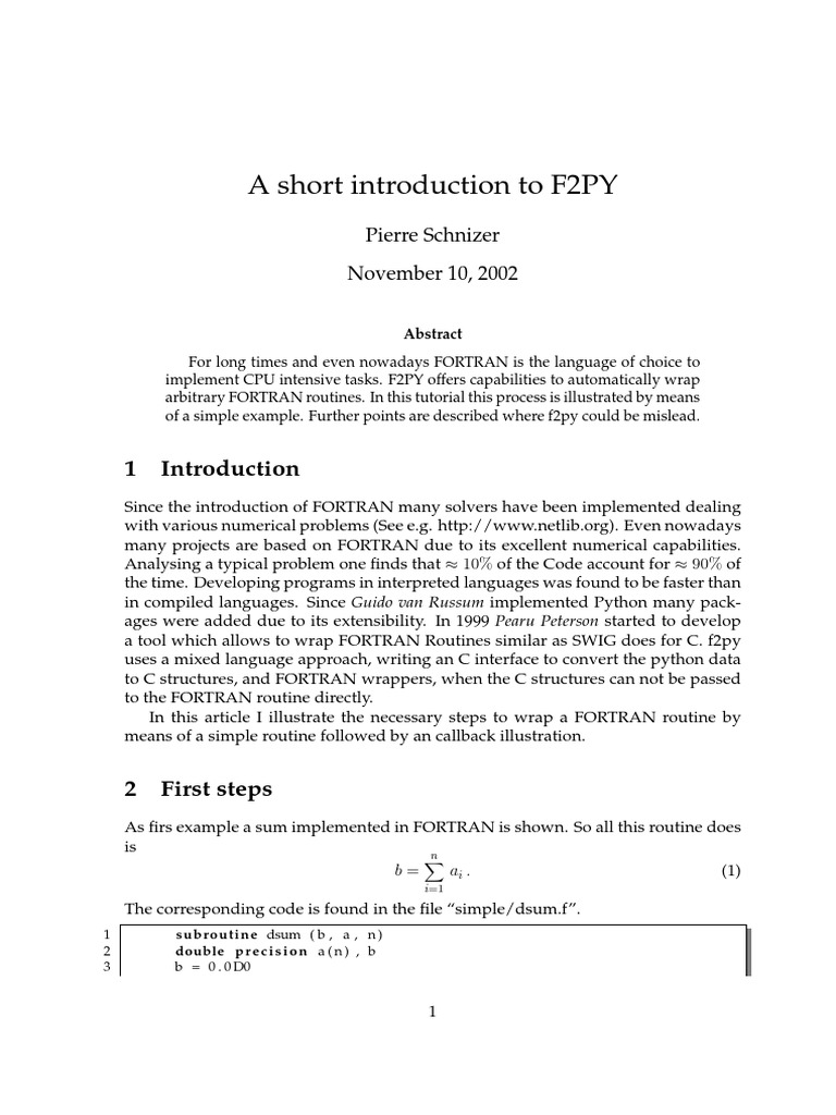 F2PY Tutorial | PDF | Array Data Type | Subroutine