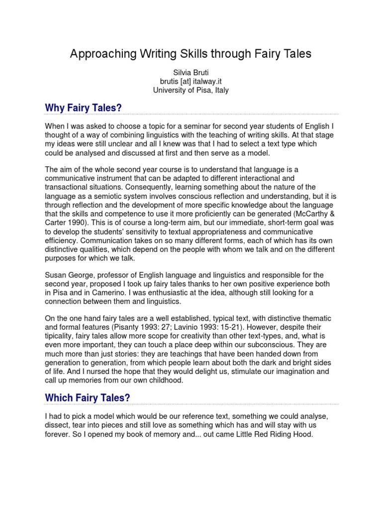 Enhancing Writing Skills via Fairy Tales | PDF | Little Red Riding Hood ...