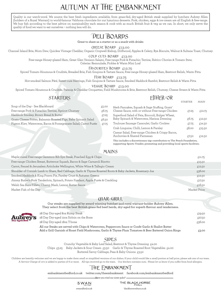 Embankment Menu Highlights | PDF | Steak | Salad