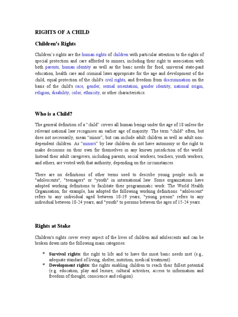 Rights of A Child | PDF | Children's Rights | Government And Personhood