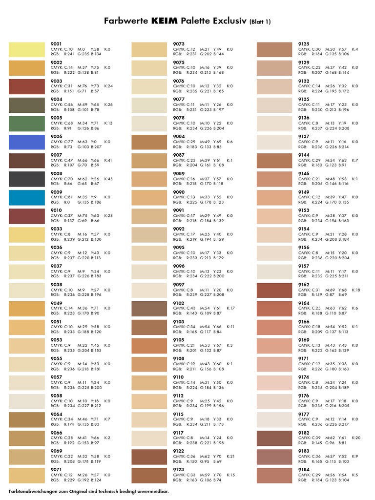 Paleta de Colores KEIM Exclusiv | PDF | Color | Qualia