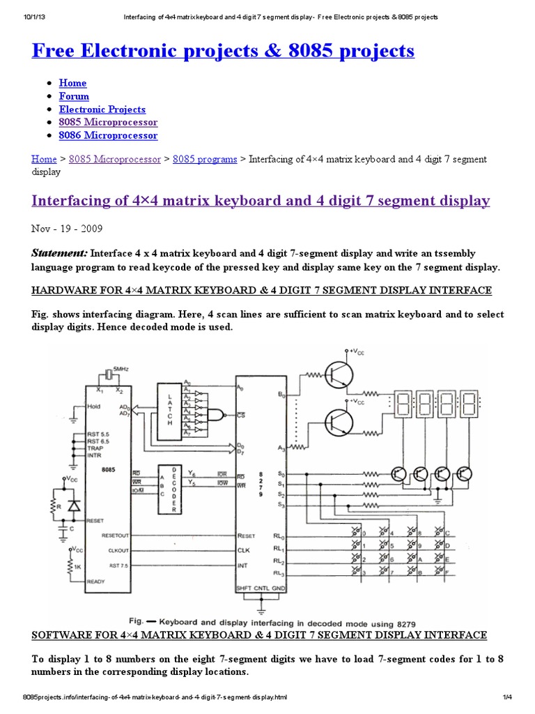 Interfacing of 4x4 Matrix Keyboard and 4 Digit 7 Segment Display - Free ...