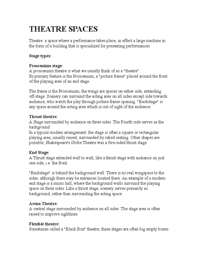 Theatre Spaces: Stage Types: Proscenium Stage | PDF | Performing Arts ...