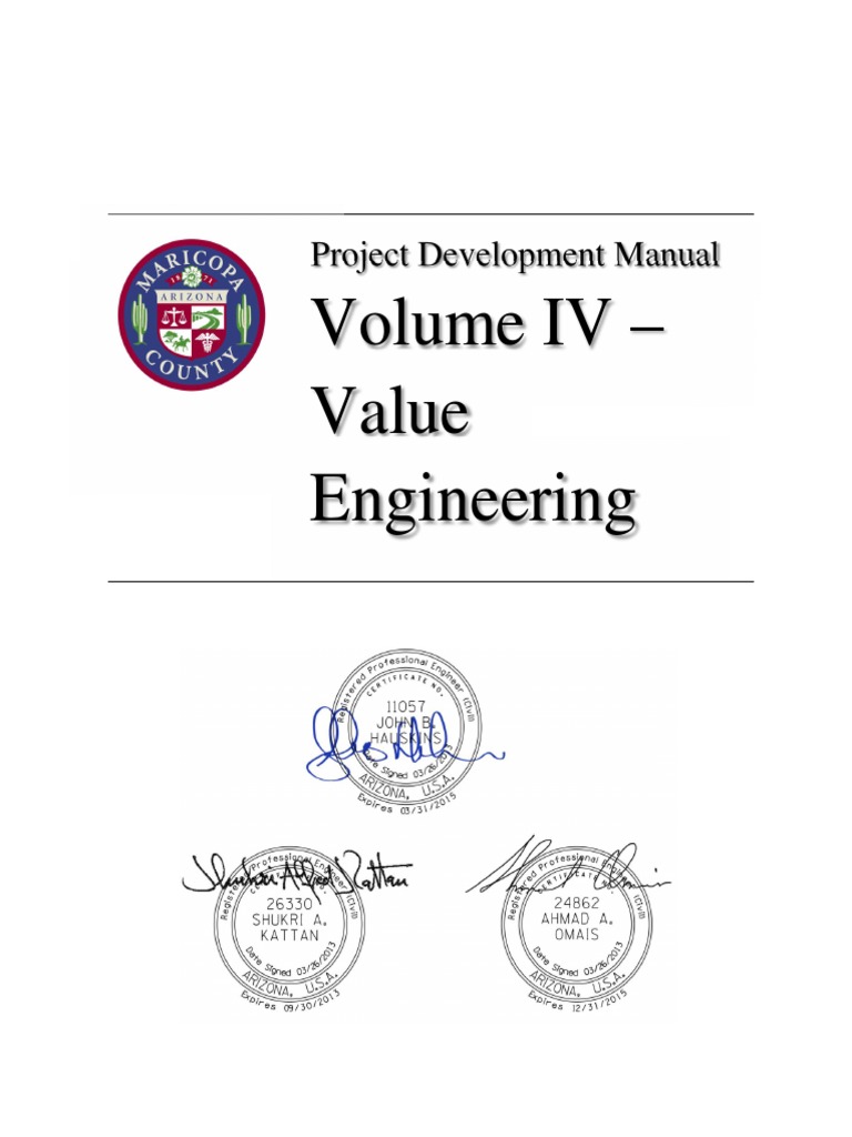 Volume IV - Value Engineering: Project Development Manual | PDF ...