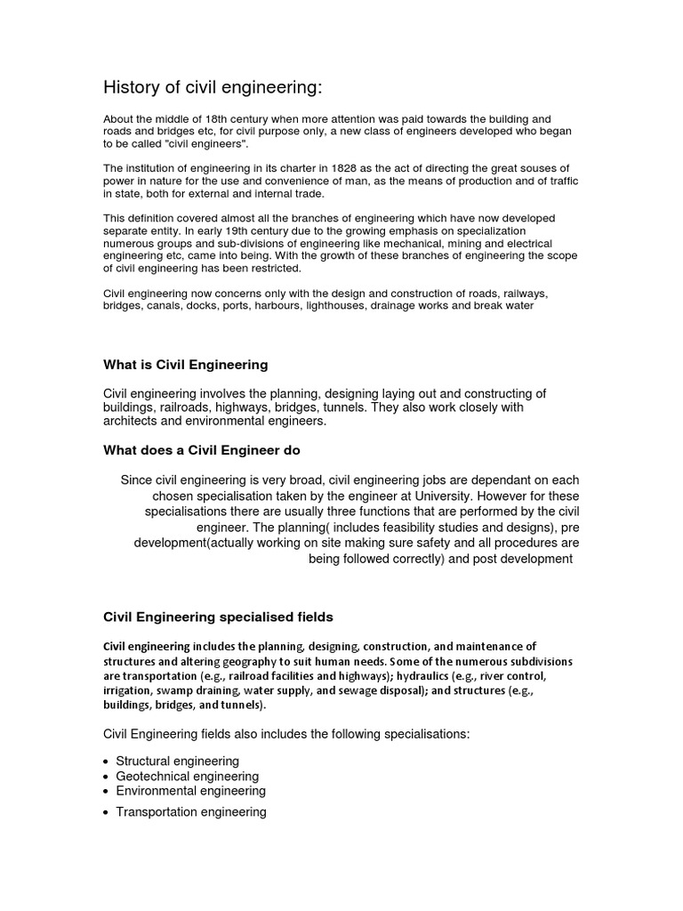 History of Civil Engineering | PDF | Civil Engineering | Engineering