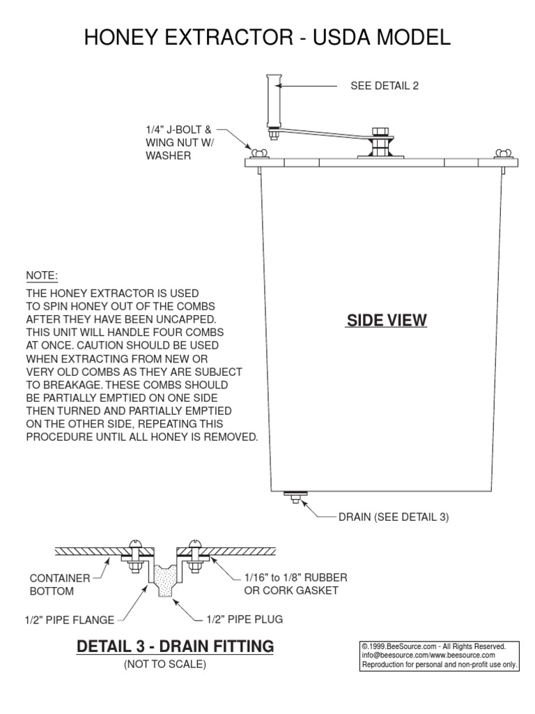 Honey Extractor Diagram and Details | PDF