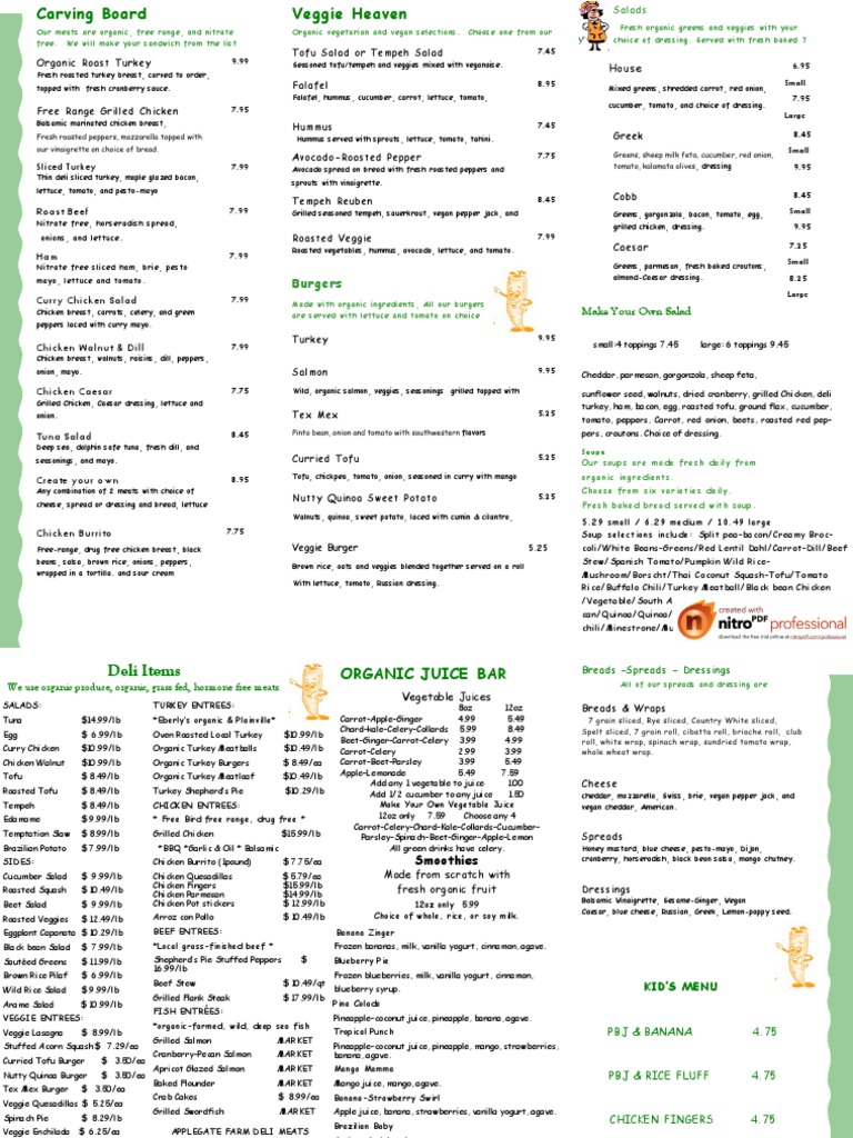 Sandwich Board Menu | PDF | Salad | Dill