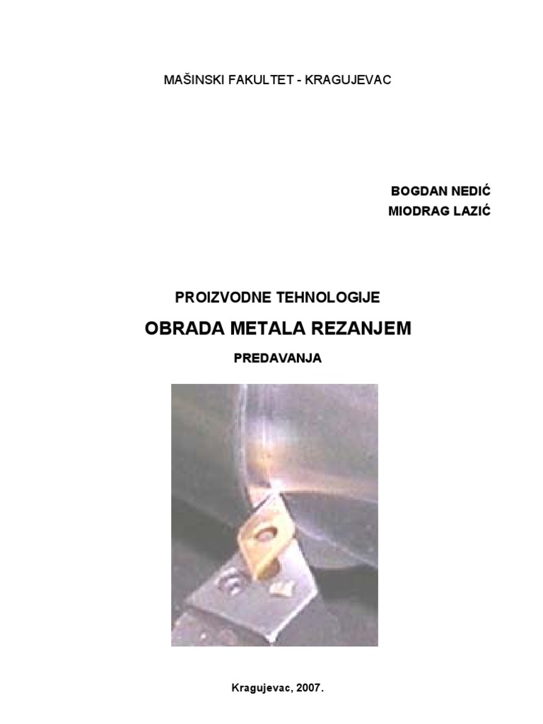 Obrada Metala Rezanjem | PDF