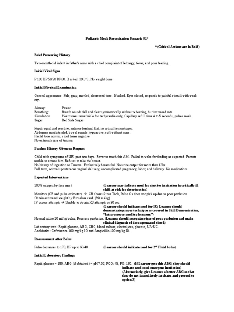 Pediatric Mock Resuscitation Scenarios | Respiratory System | Shock ...