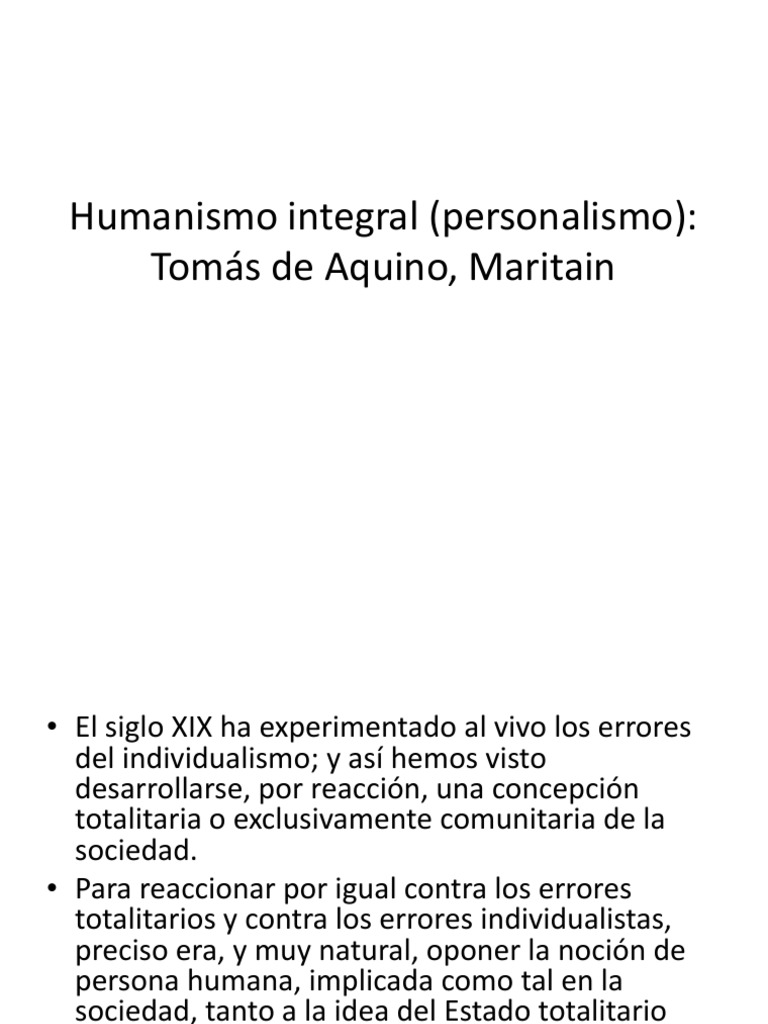 Humanismo Integral (Personalismo) | PDF