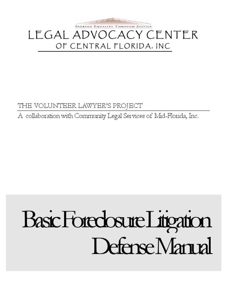 Basic Foreclosure Litigation Defense Manual | PDF | Truth In Lending ...