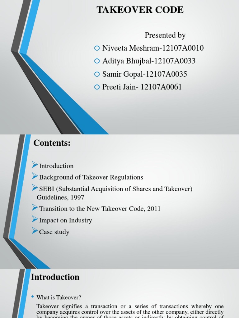 Takeover Code Final | PDF | Takeover | Mergers And Acquisitions