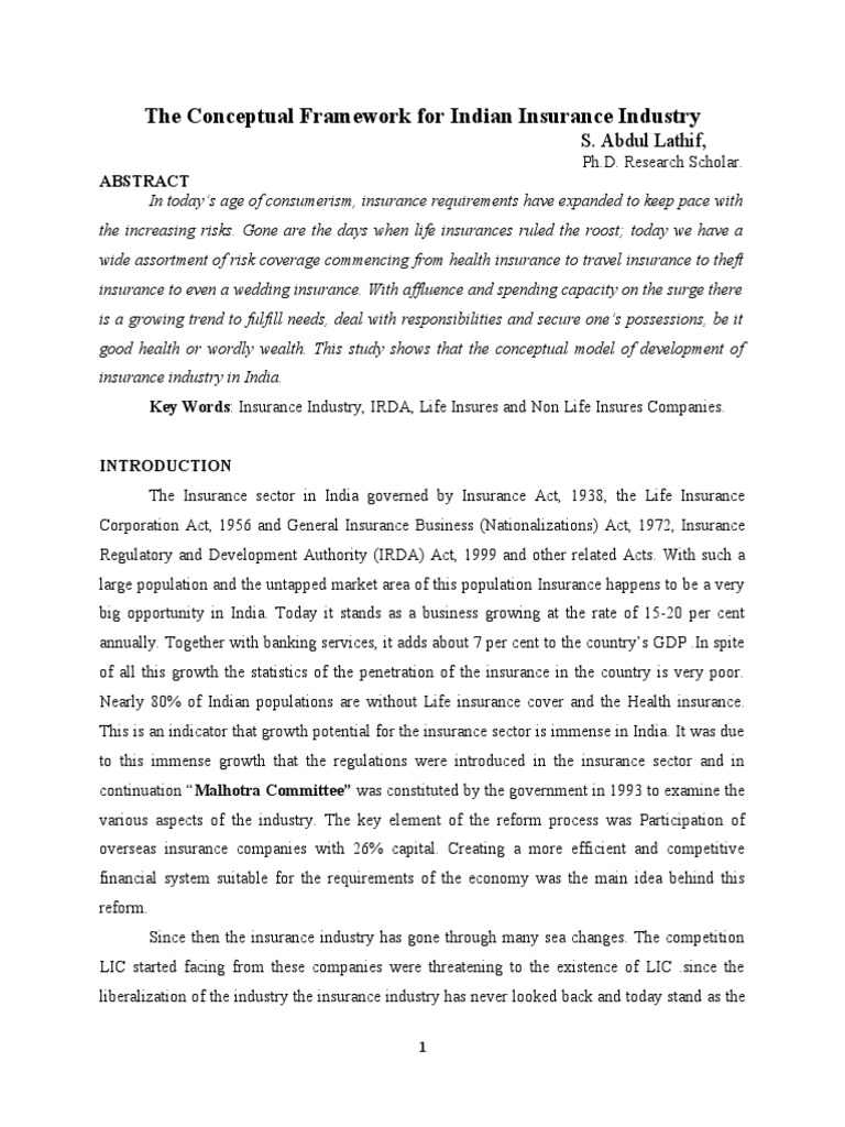 The Conceptual Framework For Indian Insurance Industry | PDF ...