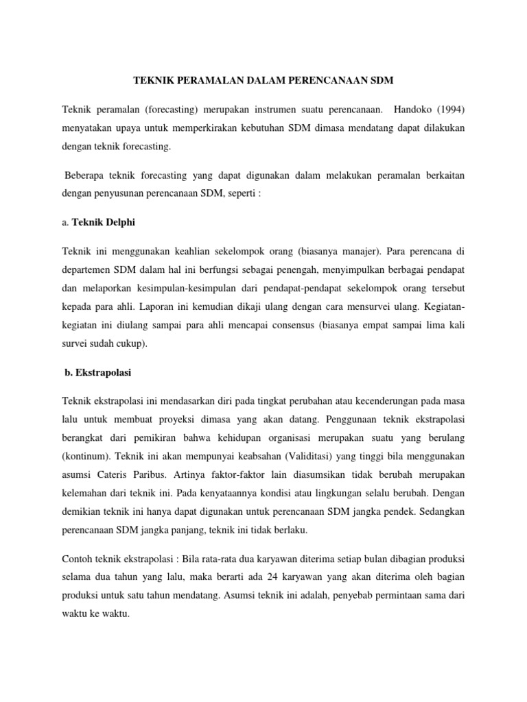 Teknik Peramalan SDM | PDF