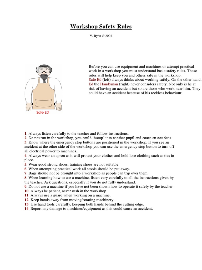 Workshop Safety Rules | PDF | Traffic Collision | Occupational Safety ...