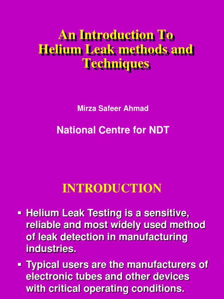 Helium Leak Testing | PDF | Mass Spectrometry | Leak