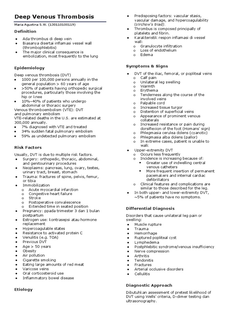 Deep Venous Thrombosis Harrison's | PDF | Thrombosis | Vein