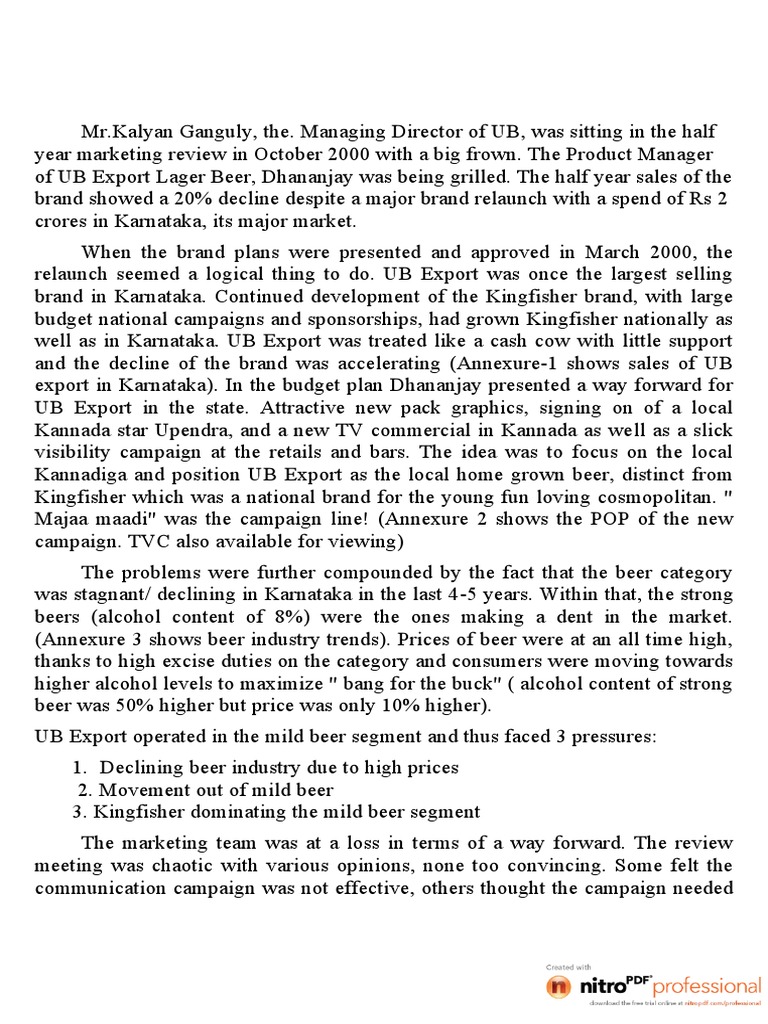 UB Export Lager Case Study | Download Free PDF | Pint | Brand