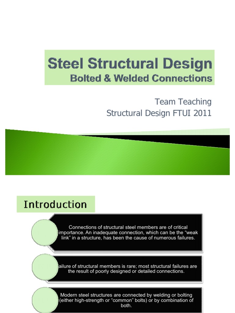 Structural Design Bolted Welded Connections | PDF | Technology ...