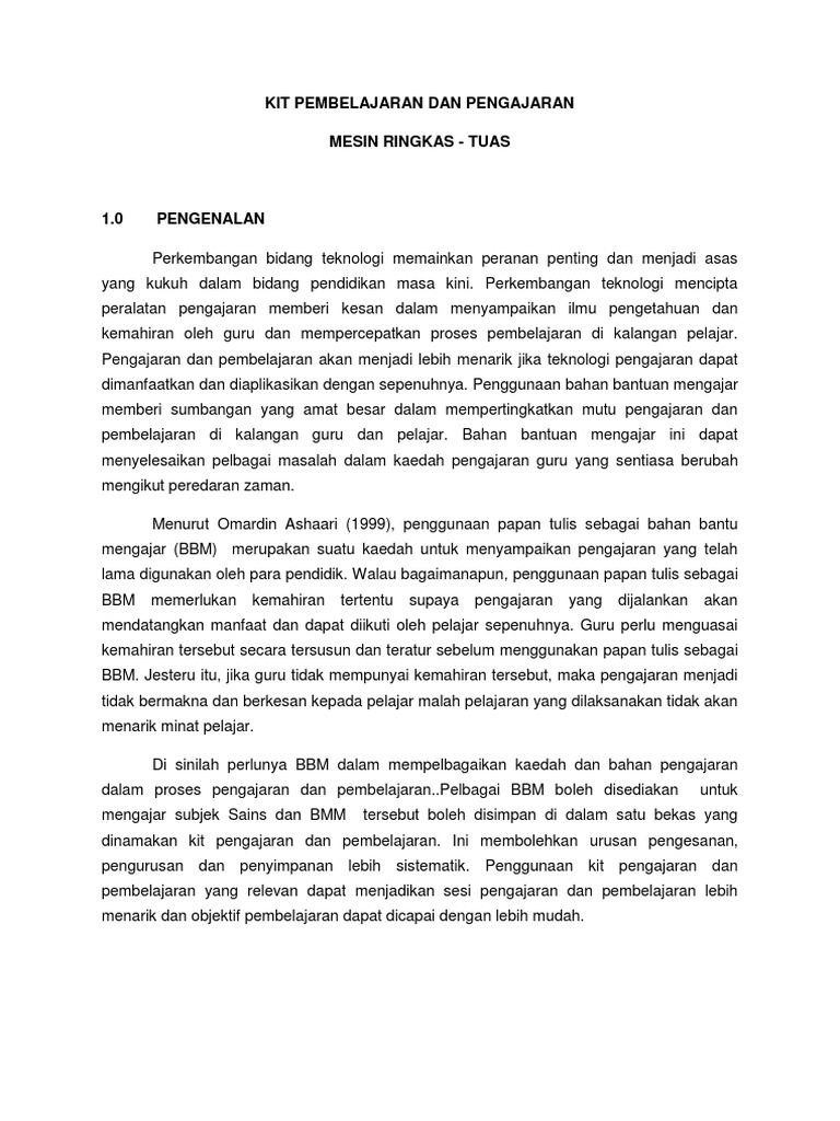 Kit Pengajaran Mesin Ringkas | PDF | Karier & Perkembangan