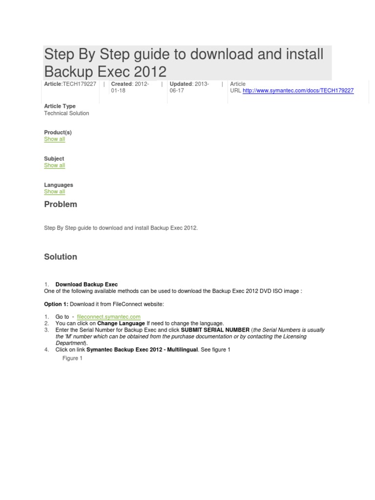 Step by Step Guide To Download and Install Backup Exec 2012 | PDF ...