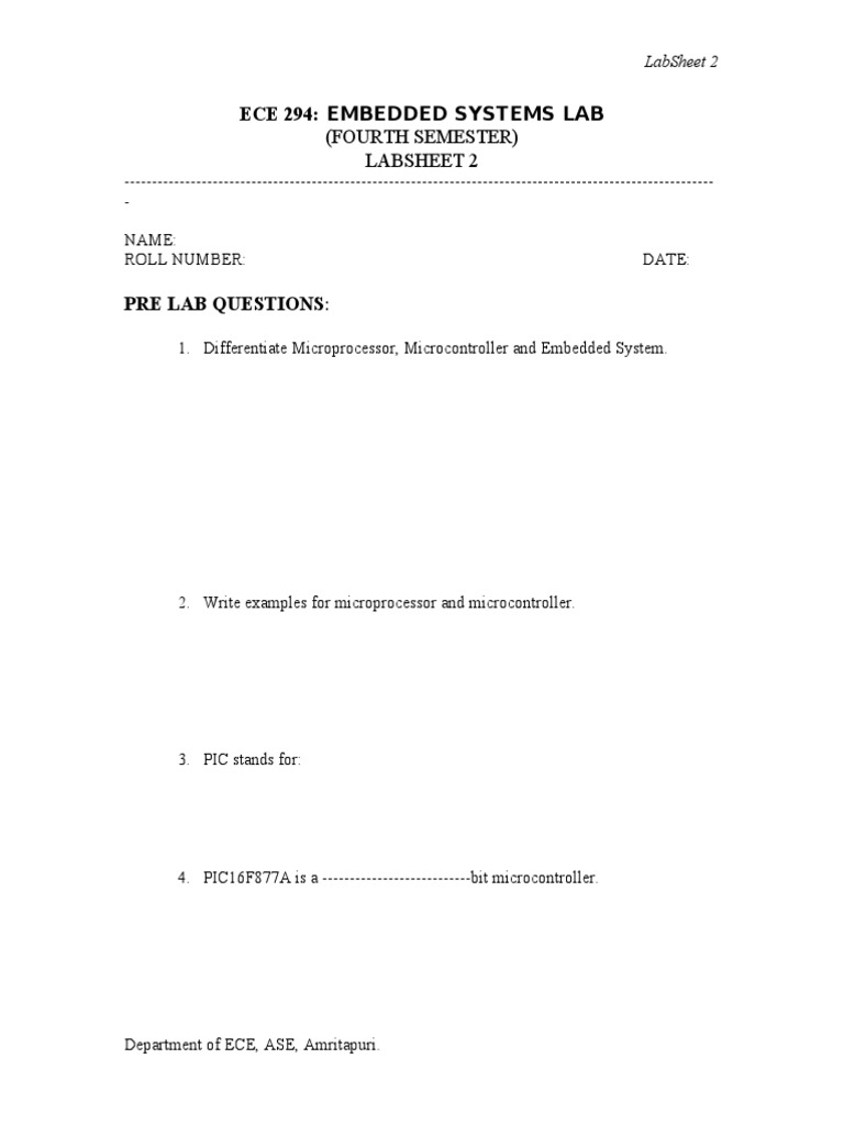 Embedded Systems Lab Guide | PDF | Computers | Technology & Engineering