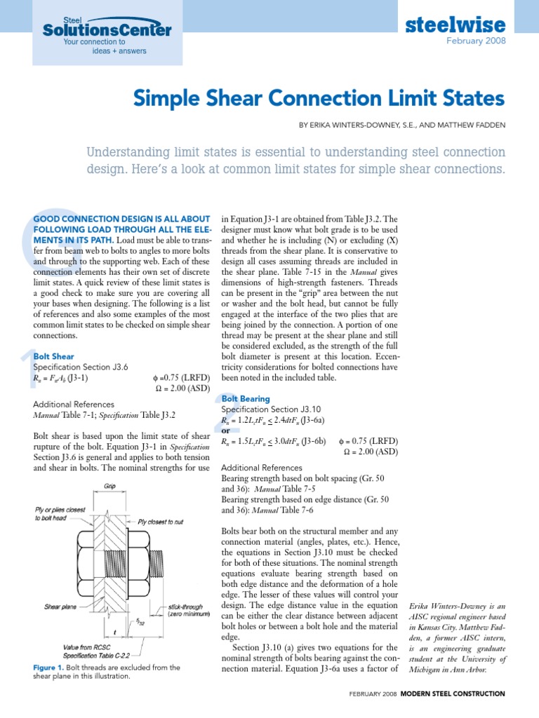Simple Shear Connections Steelwise | PDF | Yield (Engineering) | Screw