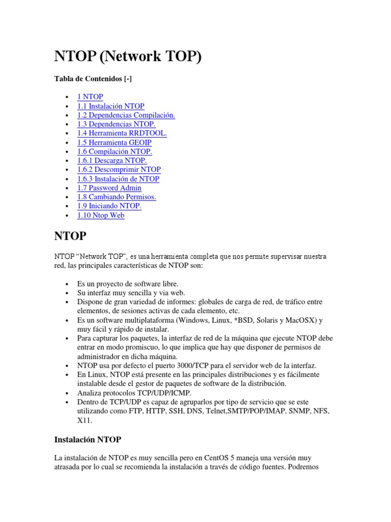 NTOP Manual de Configuracion | PDF | Software del sistema | Transmisión ... NTOP Manual de Configuracion | PDF | Software del sistema | Transmisión ...