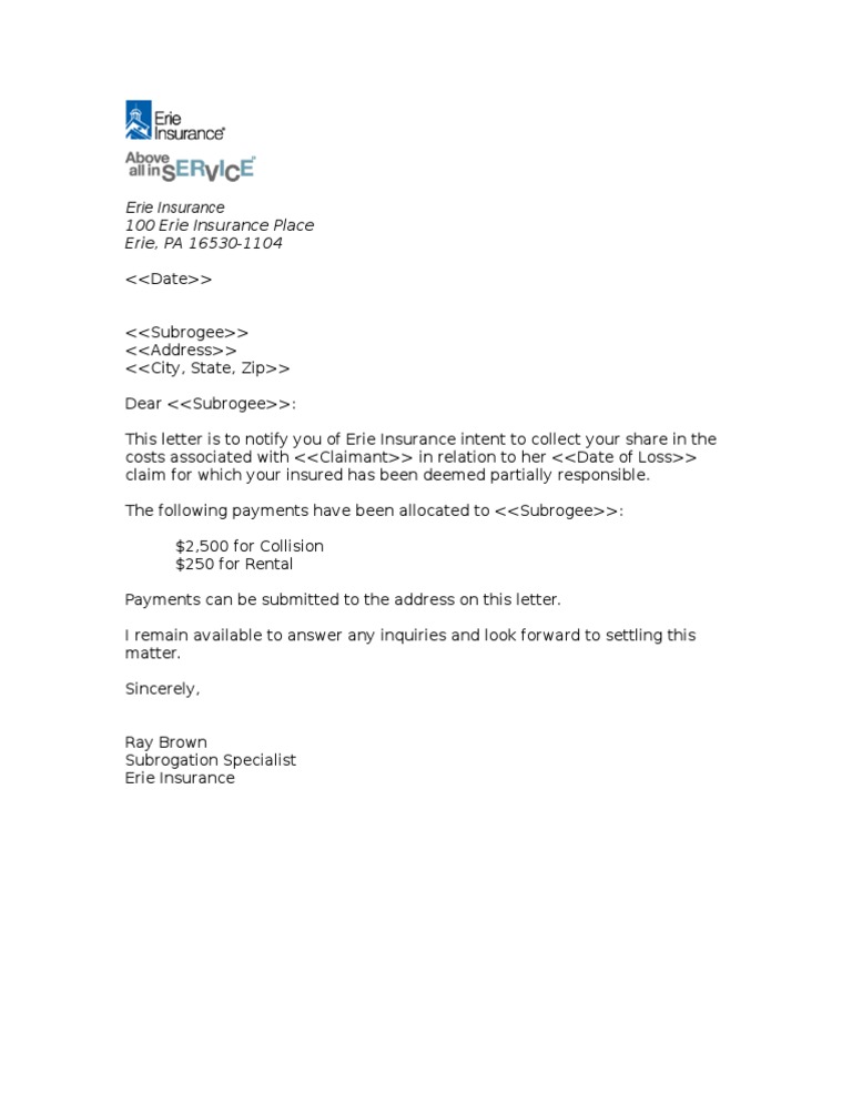 Subrogation Demand Letter | PDF