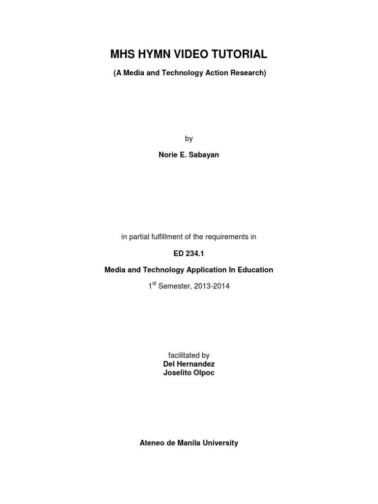 MHS HYMN VIDEO TUTORIAL (A Media and Technology Action Research) | PDF ...