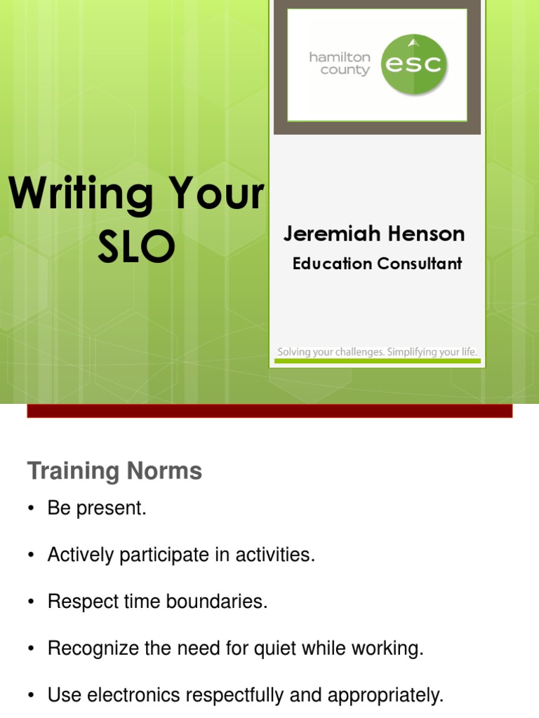 SLO Writing MT Healthy | PDF | Science | Learning