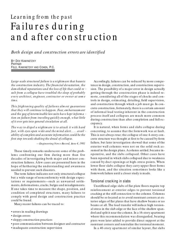 Failures During and After Construction - tcm45-340882 | PDF | Precast ...