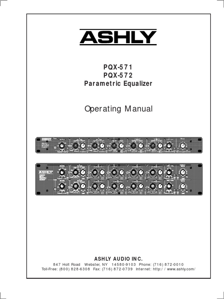 Operating Manual - PQX 571 and PQX 572 Parametric Equalizer | PDF | Equalization (Audio ...