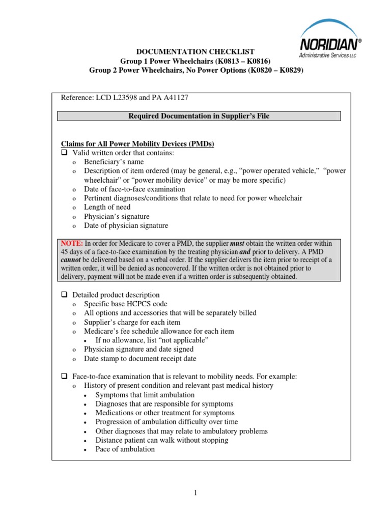Power Wheelchair Documentation Checklist | PDF | Physical Examination ...