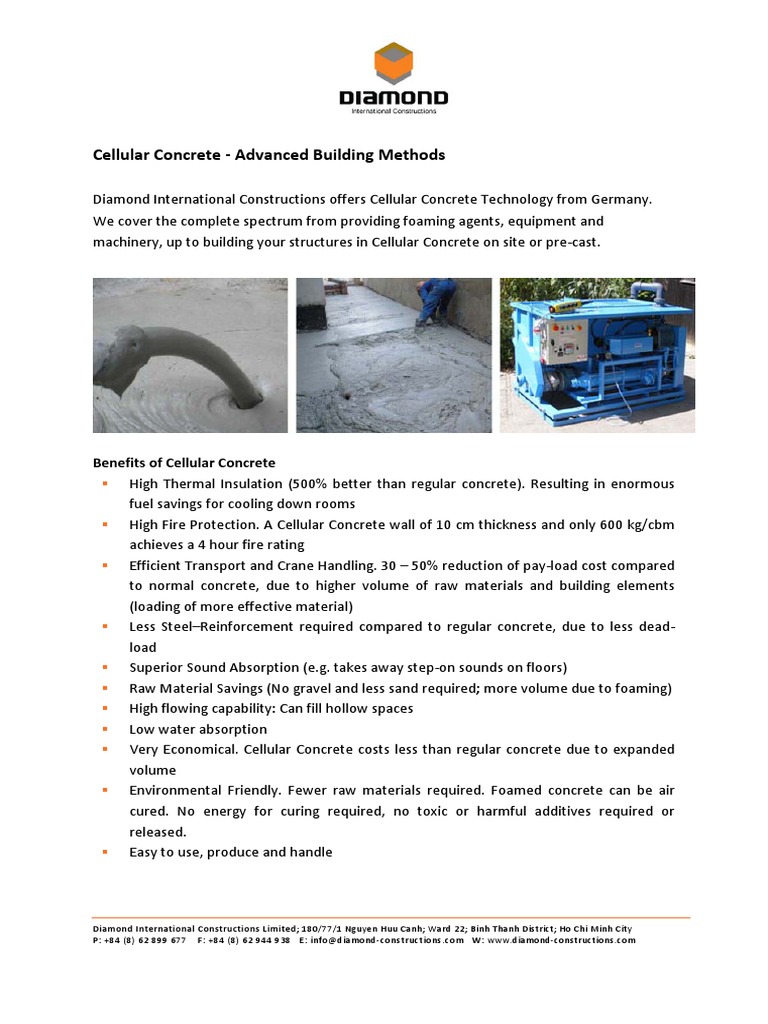 Diamond Cellular Concrete | PDF | Precast Concrete | Building Insulation