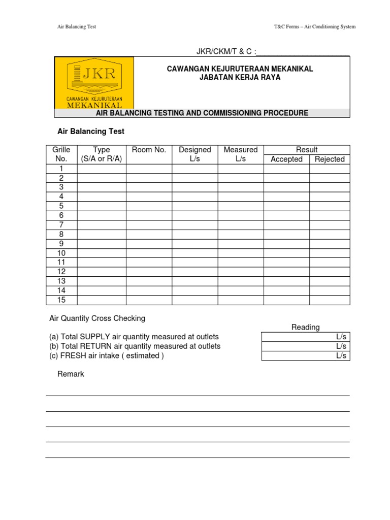 Air Balancing Test | PDF