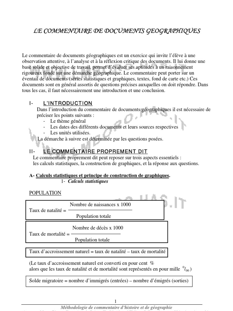 méthodologie du commentaire de documents géographiques | Ressources et ...
