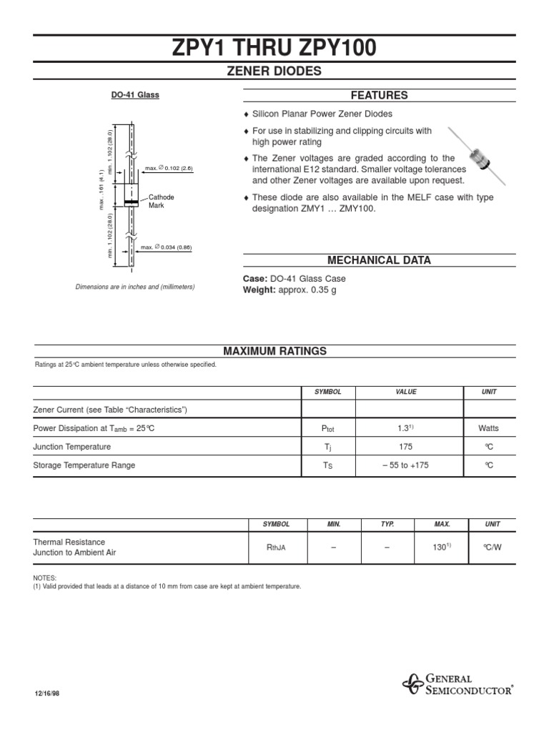 Zener Zpy | PDF | Diode | Electrical Equipment