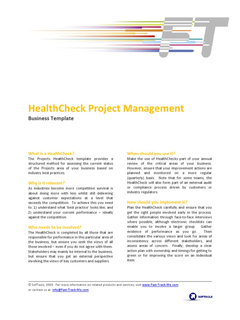 FTM Business Template - Health Check Projects | PDF | Performance ...