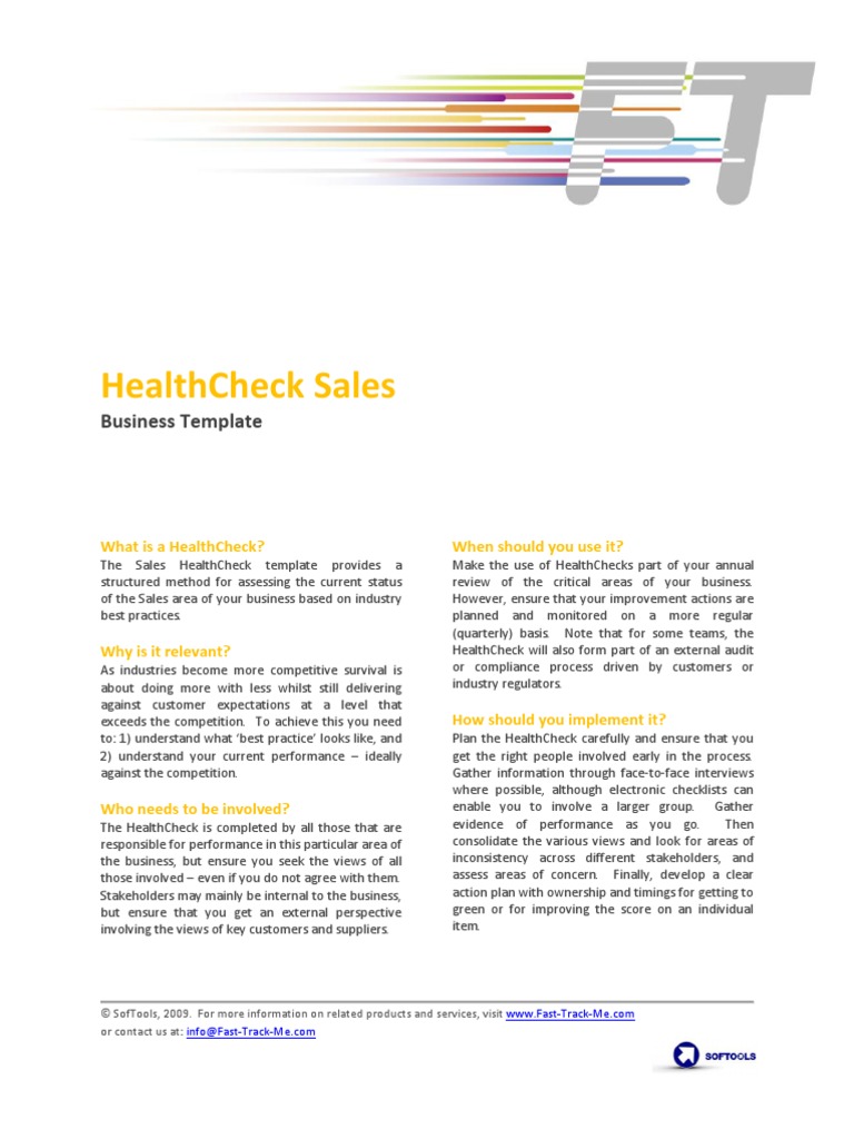 FTM Business Template - Health Check Sales | PDF | Sales | Competence ...