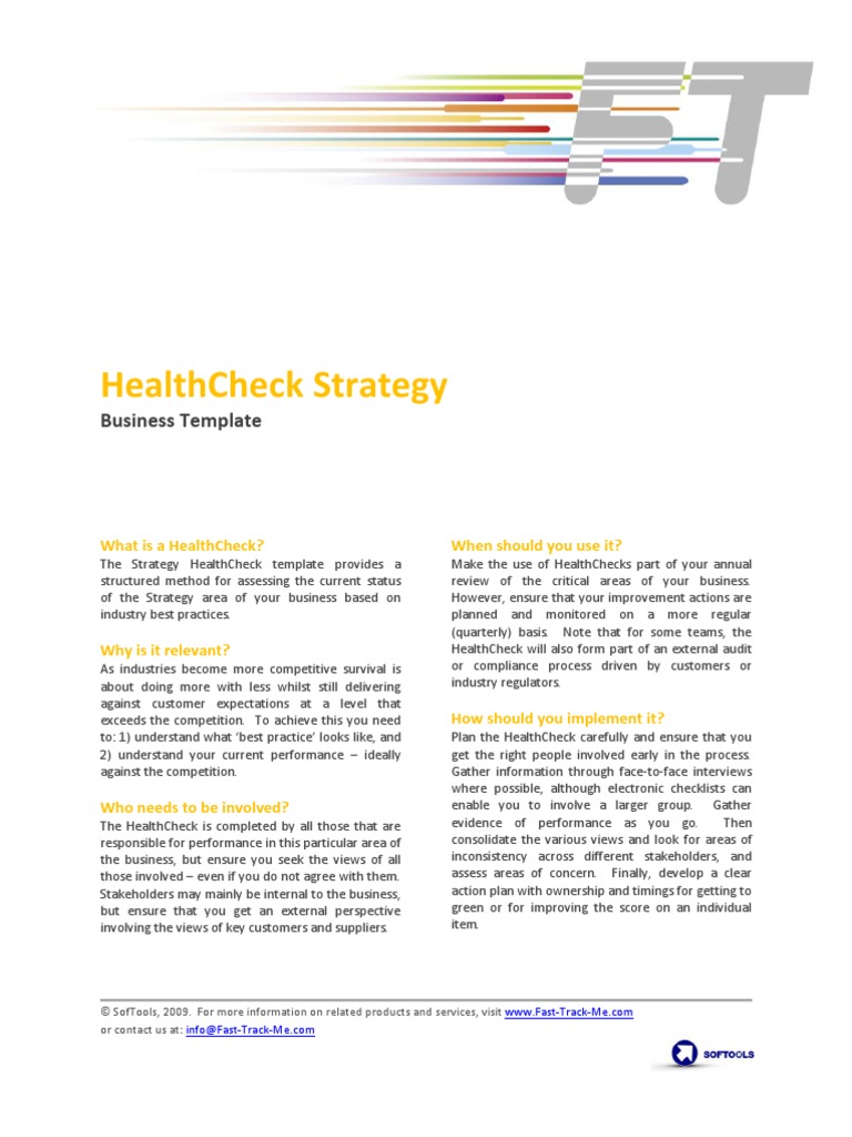 FTM Business Template - Health Check Strategy | PDF | Strategic ...