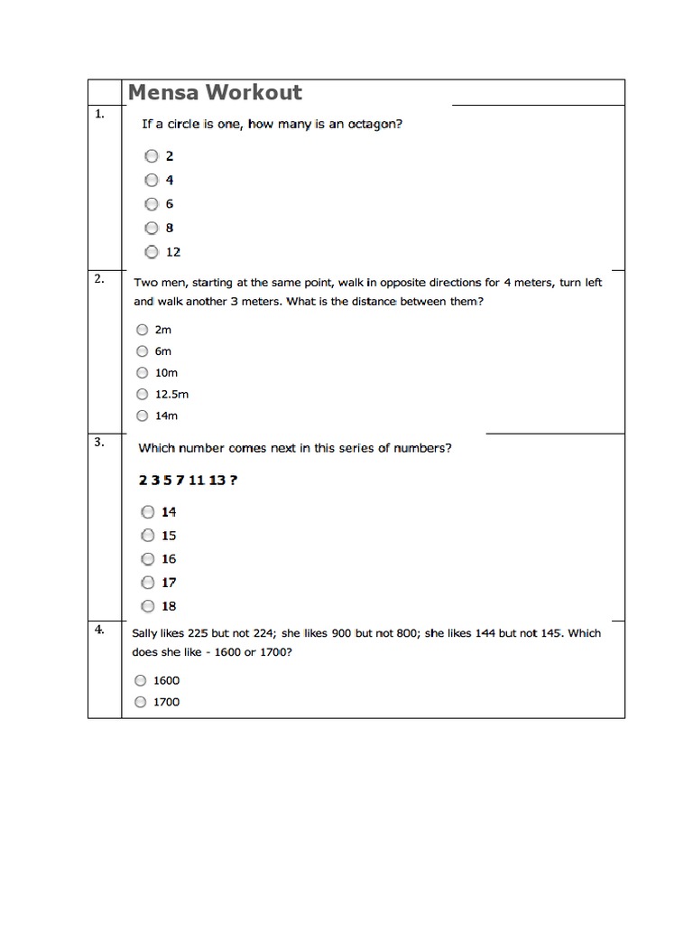 Mensa Workout | PDF | Teaching Mathematics | Nature