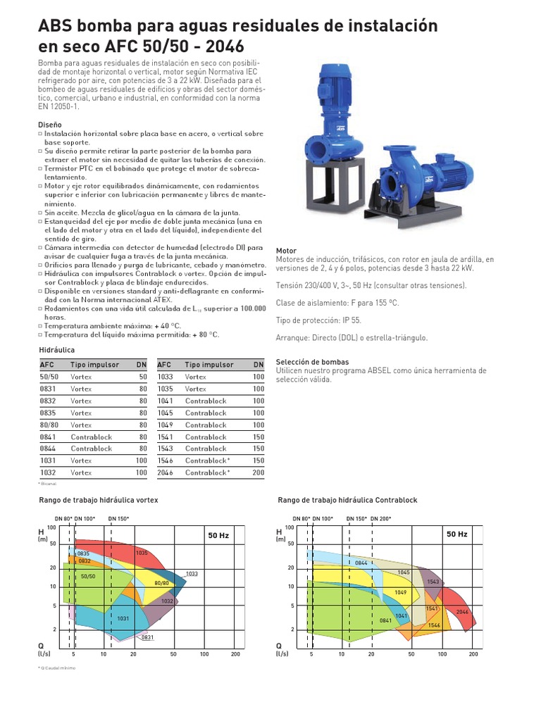 Afc 50 50 TDS | Descargar gratis PDF | Bomba | Naturaleza