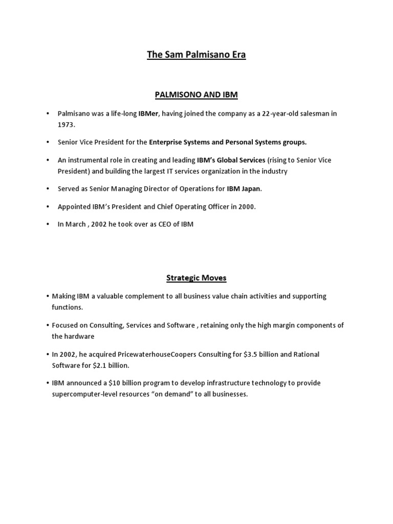 The Sam Palmisano Era at IBM | PDF