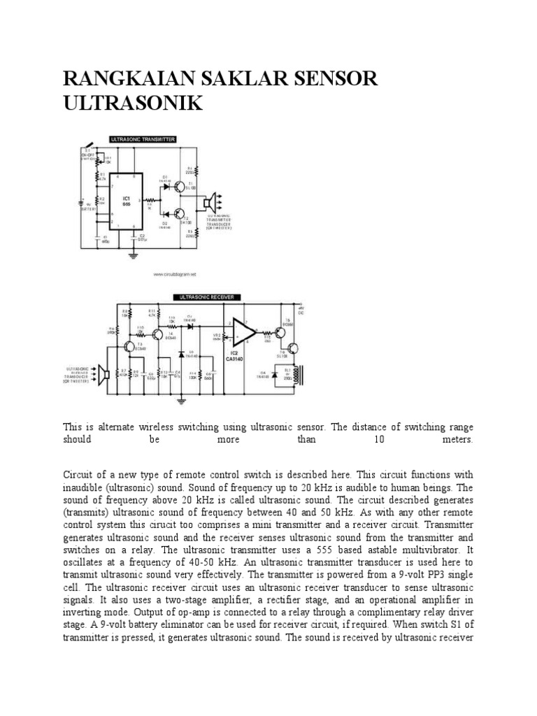 Ultrasonic Sensor Switch Circuit Design | PDF