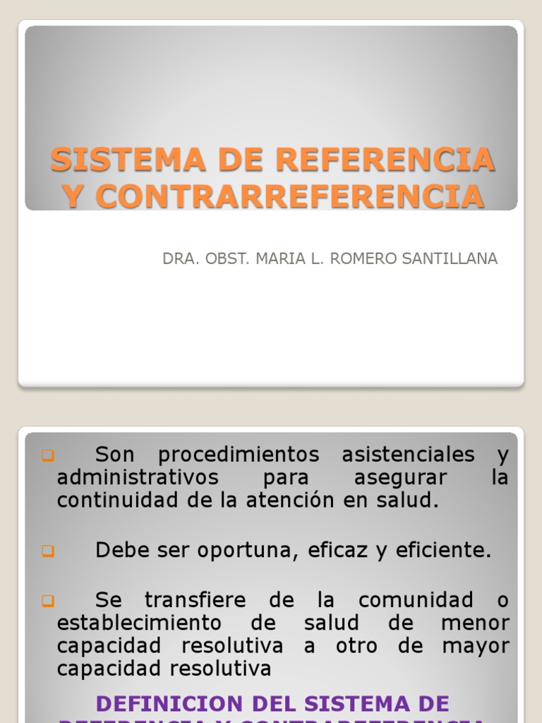 1sistema de Referencia y Contrarreferencia | PDF | Historial médico | Diagnostico medico